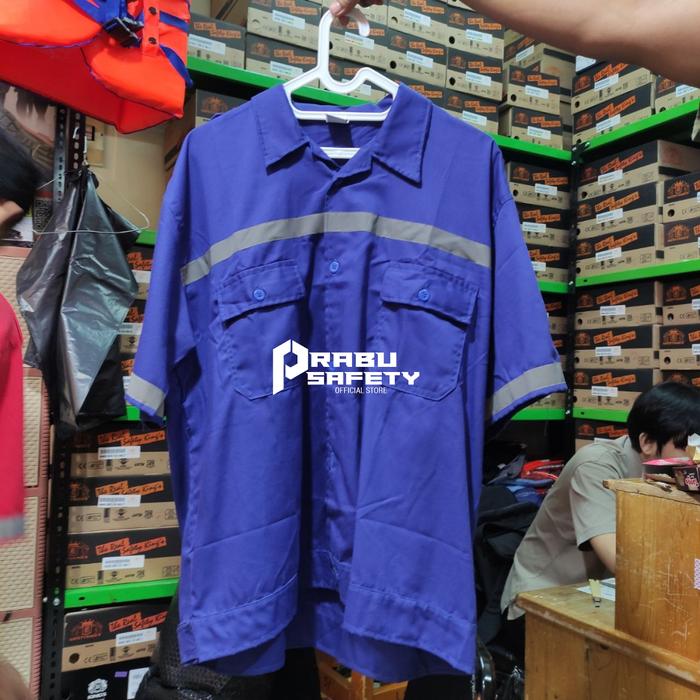 Jual Seragam Kerja Safety Lengan Pendek Scotlight Terang - Biru BCA, M ...