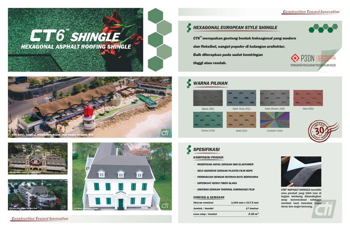Jual Atap Aspalt Bitumen CTI CT6 EUROPEAN HEXAGONAL ASPHALT ROOFING ...