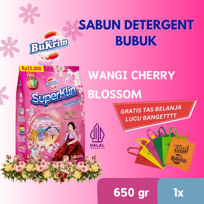 Promo Sabun Detergent Bubuk BuKrim Sensasi Cherry Blossom 650gr +Tas ...