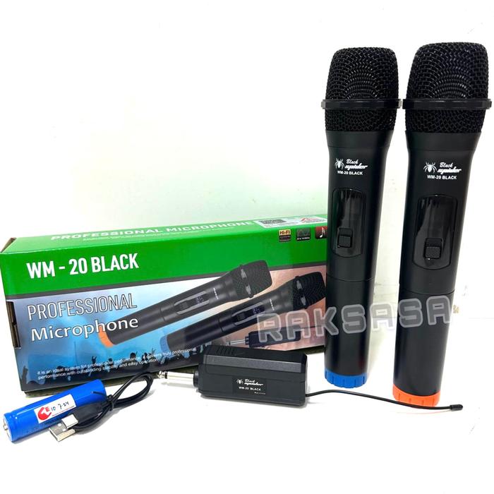Jual MIC WIRELESS BLACK SPIDER WM 20 ORIGINAL MICROPHONE BLACKSPIDER ...