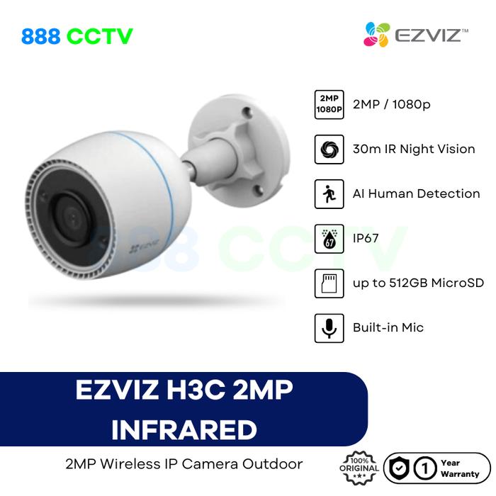 Jual EZVIZ H3C 2MP 1080p Smart CCTV Wifi IP Camera Outdoor - H3C ...
