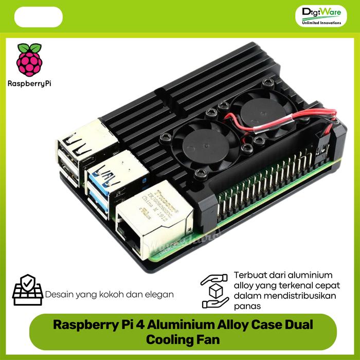 Jual Case Raspberry Pi 4 Dual Cooling Fans Aluminium Alloy - Kota Bekasi - DigiWare Store Bekasi ...