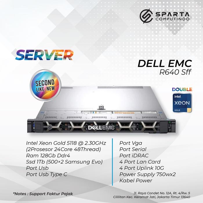 Jual Server Dell EMC R640 Sff 1U 4 Port Sfp 10G 4Port Lan Gigabit ...
