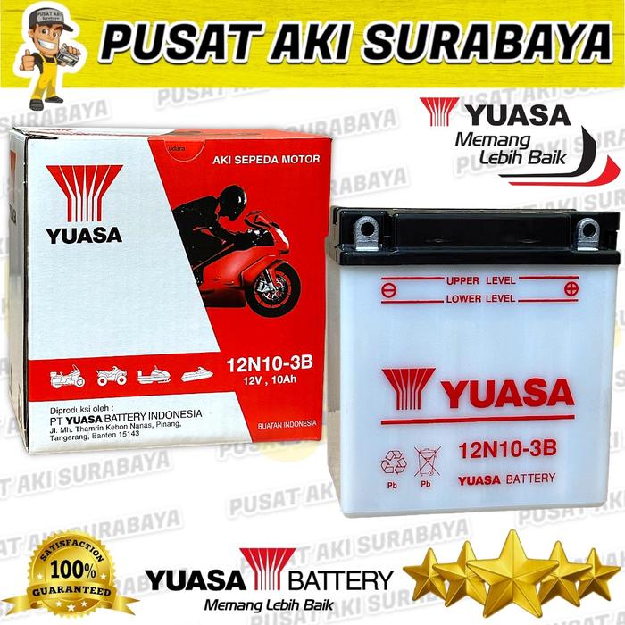 Jual ASLI ORIGINAL ACCU BASAH YUASA 12N10-3B 12V 10AH THUNDER VIAR KAISAR - Kota Surabaya ...