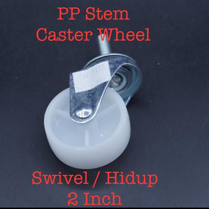 Jual Roda Kastor Drat Baut M8x25 Nilon 2” White PP Top Plate Nylon Stem Caster Wheel 2 Inch ...