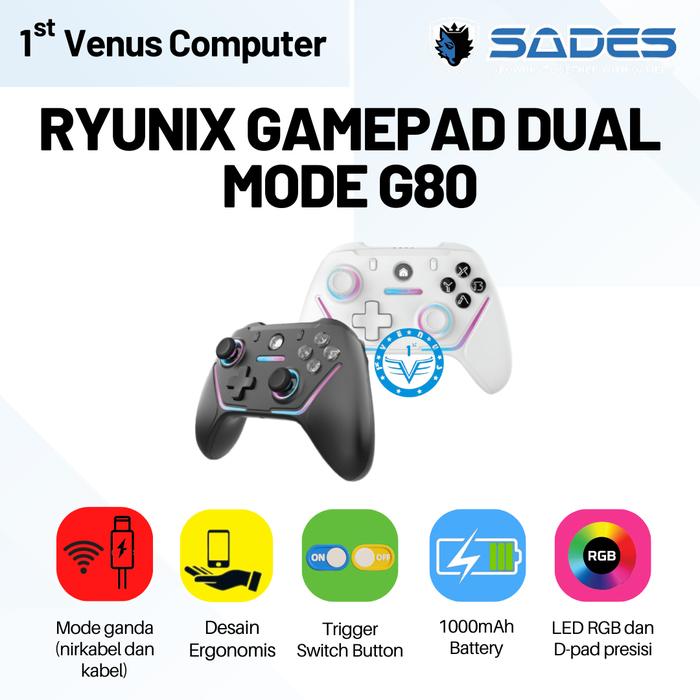Jual Gamepad Sades Ryunix G80 Hall Effect Dual Mode Gaming Controller - Kota Makassar ...