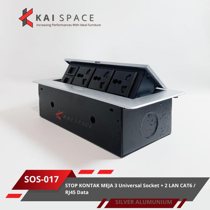Jual GROMMET STOP KONTAK MEJA MEETING KERJA SILVER 3 POWER 2 LAN ...
