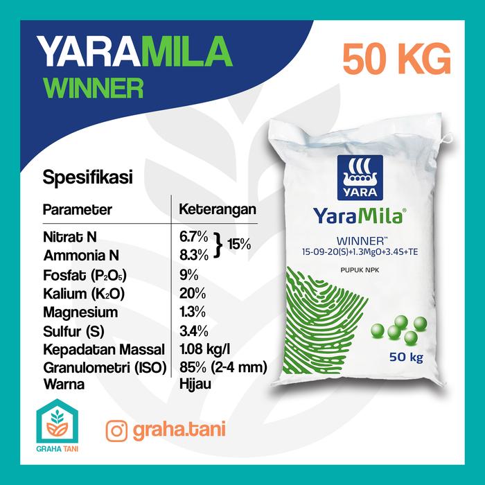 Jual Pupuk NPK YaraMila WINNER 15 09 20 + 2MgO + 3.8S + TE 50kg / 50 kg ...