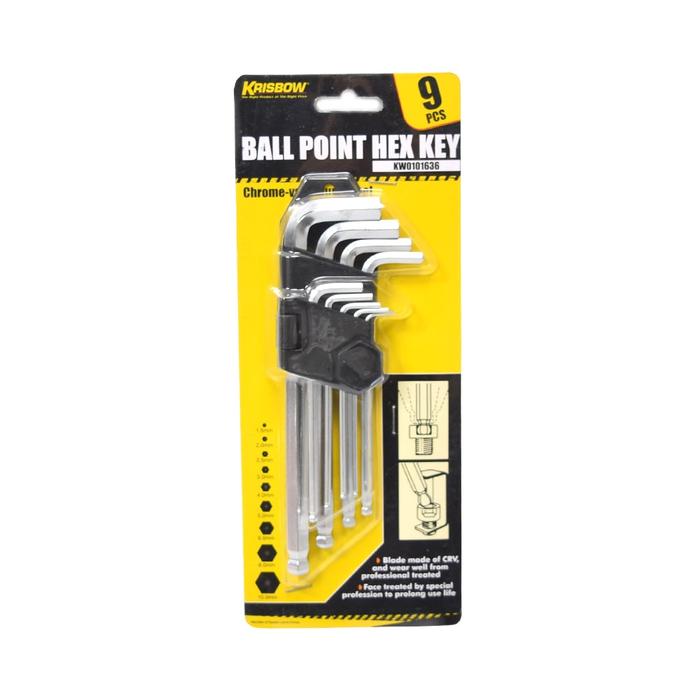 Jual Kunci L Ballpoint Hex Key M 1.5-10MM 9 Pcs Krisbow KW0101636 ...