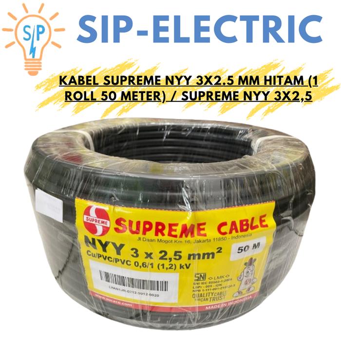 Jual KABEL SUPREME NYY 3X2.5 MM HITAM (1 ROLL 50 METER) / SUPREME NYY 3X2,5 - Kota Bandung - SIP ...