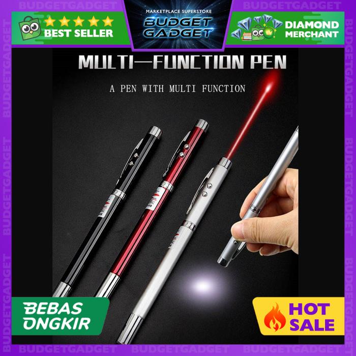 Jual Pulpen Multifungsi 5 in 1 Pen Laser Pointer Telescopic LED ...