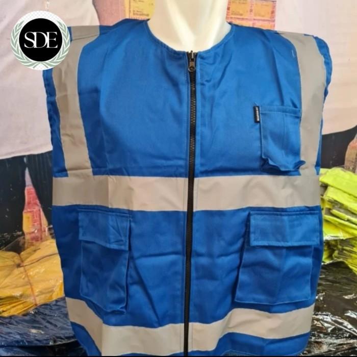 Jual Rompi Safety Bahan Drill / Rompi Kerja / Rompi Proyek Warna Biru ...
