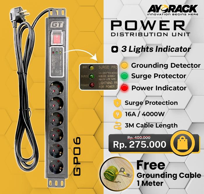 Promo PDU 6 OUTLET 16A 4000W PDU GT RACK GP06 GERMANY OUTLET - STOP ...