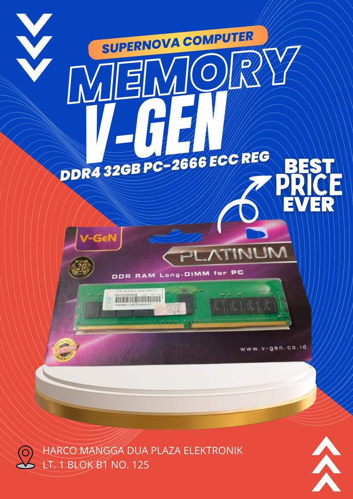 Jual Memory for SERVER VGEN DDR4 32GB PC-2666 ECC REG / V-GEN ECC 32GB ...