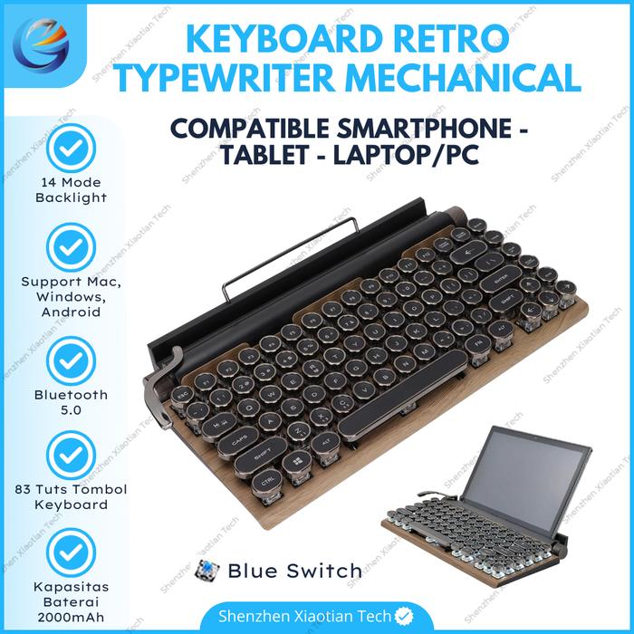 Promo Retro Bluetooth Mechanical Keyboard | Vintage TYPEWRITER Ipad ...