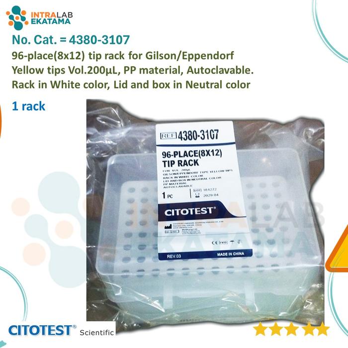 Jual 96-place(8x12) tip rack for Gilson/Eppendorf Yellow tips Vol.200μL ...