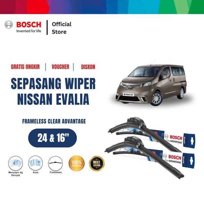 Promo Bosch Sepasang Wiper Kaca Mobil Nissan Evalia Frameless 24 16