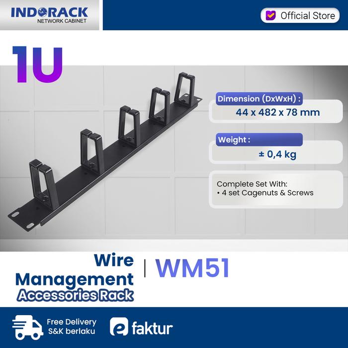Jual Indorack Wire Management 1U W/ 5 Ring WM51 Accessories Jalur Kabel ...