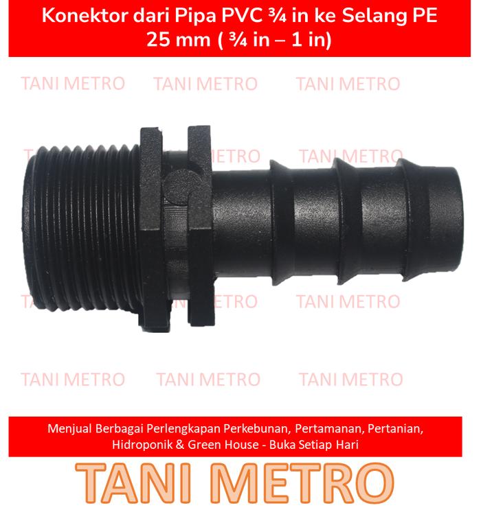 Jual Male Connector konektor 20 mm ulir dari Pipa PVC 3/4 inch ke Selang PE 20 mm 5/8 inch - Kab ...