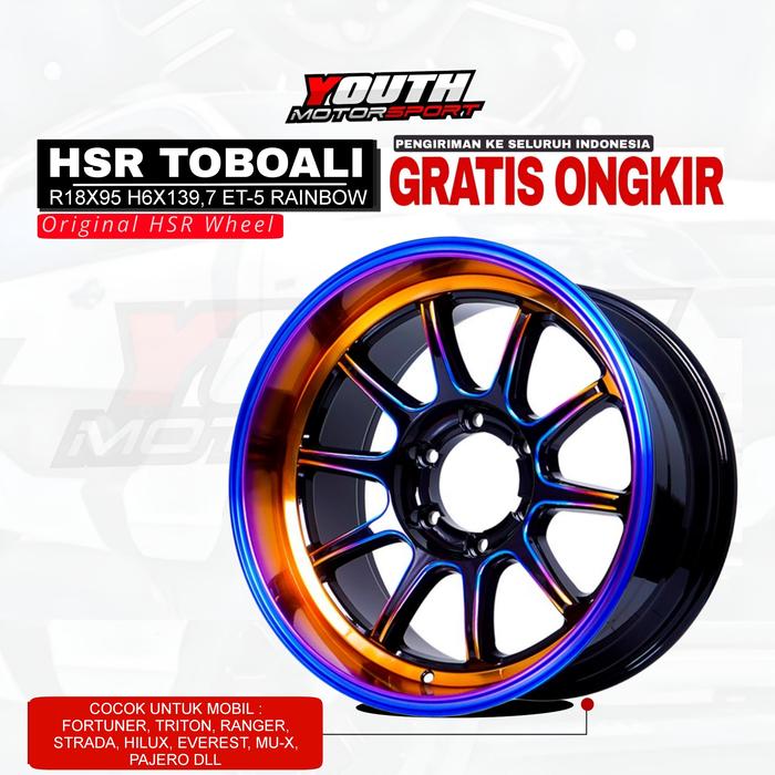 Jual Velg Mobil HSR TOBOALI R18x95 PCD 6x139,7 ET -5 RAINBOW Pelek Pajero Fortuner Trailblazer ...