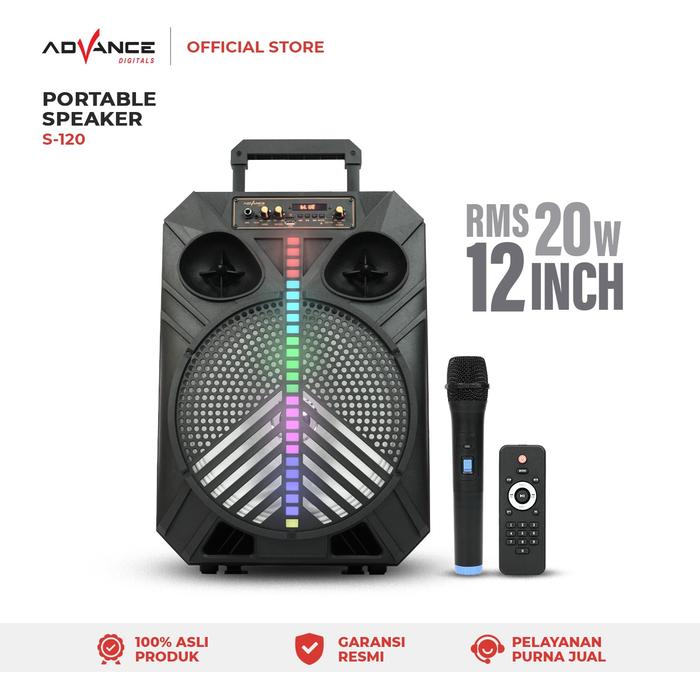 Promo Advance Speaker S-120 Bluetooth Music Karaoke 12inch Free Mic ...