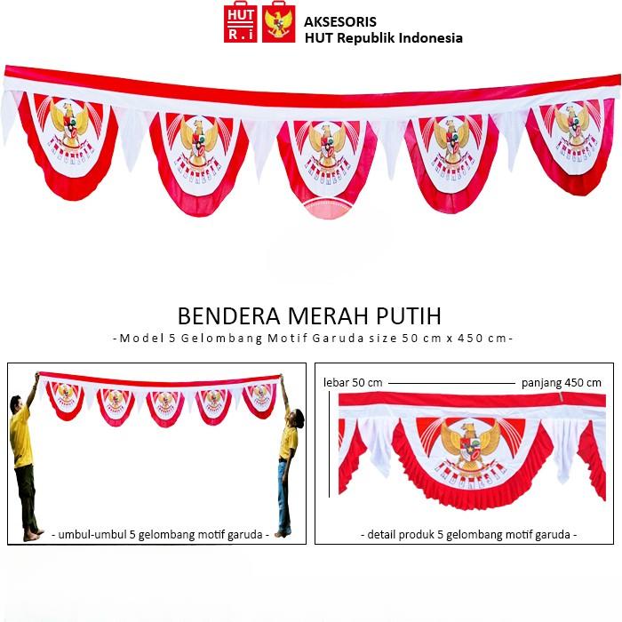 Jual Bendera Indonesia Gelombang Motif Garuda Hiasan 17 Agustus Bendera ...