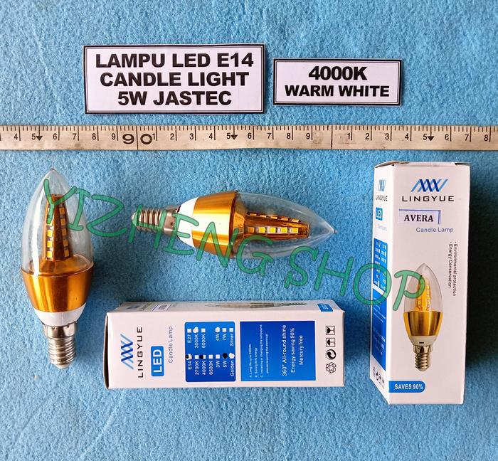 Jual LAMPU LED E14 CANDLE LIGHT 5W 4000K WARM WHITE JASTEC / AVERA ...