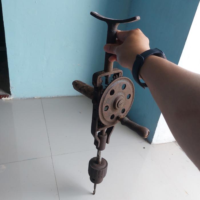 Jual bor tangan manual kuno antik jumbo, langka, fungsi normal - Kota ...
