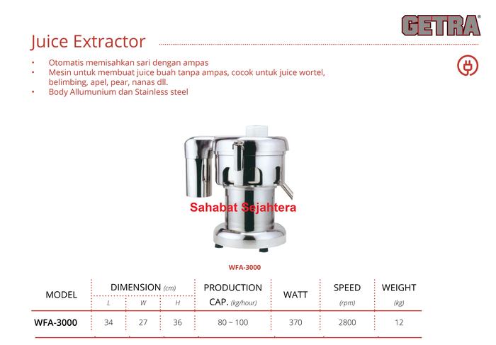 Jual Juice Extractor GETRA WFA-3000 Mesin Pemeras Jus - Jakarta Timur ...