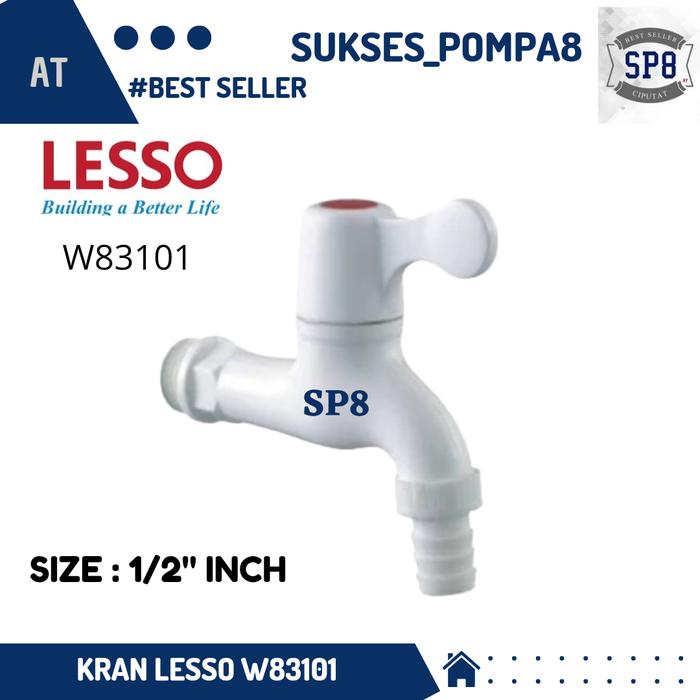 Jual Keran Taman LESSO 1/2" Inch / Kran Tembok PVC W83101 (Body Panjang ...