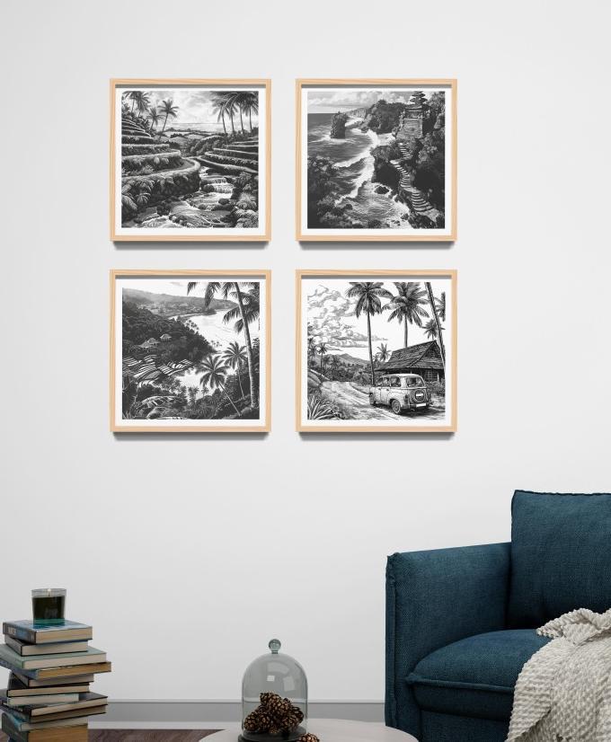 Jual Wall Decor Balinese Nature - Pemandangan Alam Bali Sawah Gunung ...