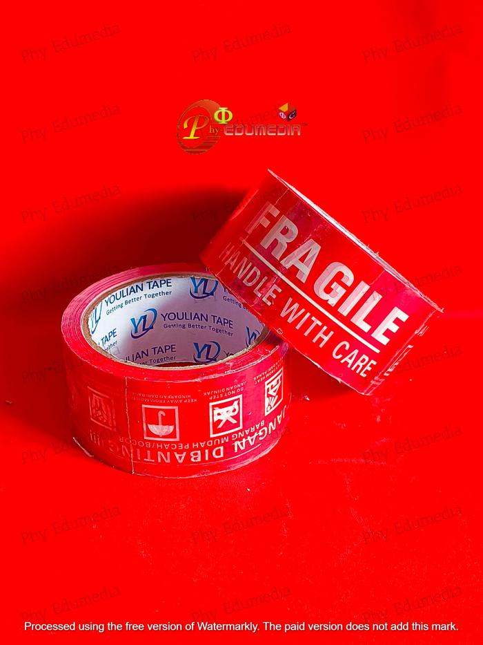 Jual Lakban Fragile Merah 2”inch (48MM x 80Y) Isolasi Fragile Video Unboxing Warna Merah 80Y ...