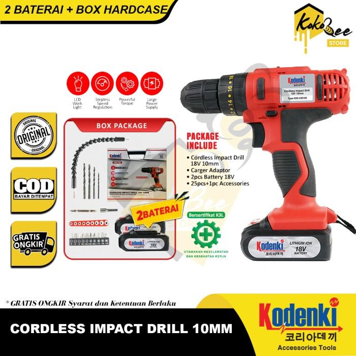 Jual KODENKI Mesin Bor Baterai 10MM 18V 2 Baterai - Cordless Impact ...