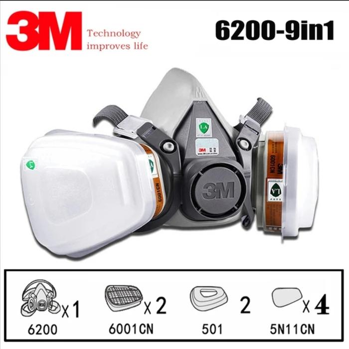Jual 3M 6200 Masker Gas Respirator + Cartridge 3M 6001 Complete Set ...