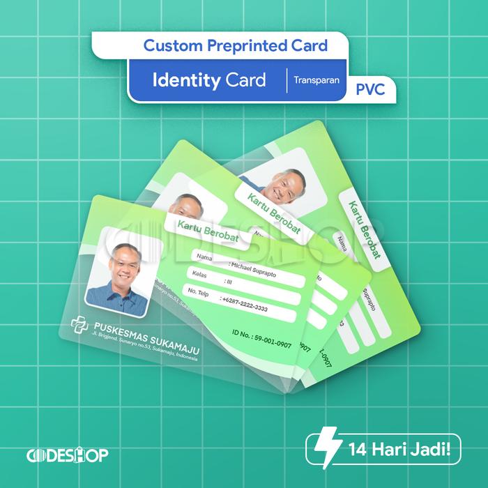 Jual Cetak Custom Preprinted PVC Card Transparan Kartu ID Card / Kartu ...