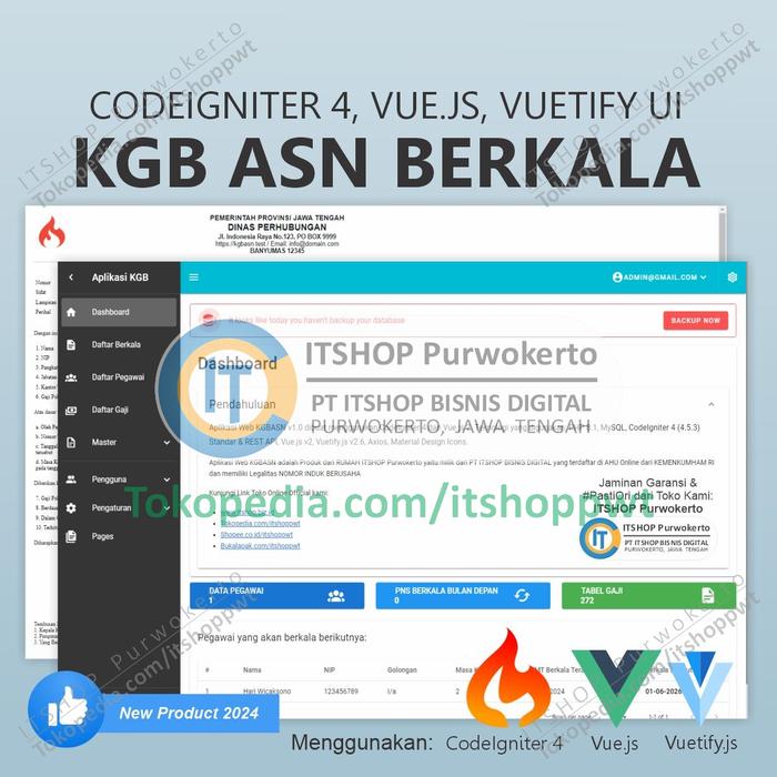 Jual Source Code Aplikasi Web KGB ASN Gaji Berkala menggunakan Codeigniter 4 - Kab. Banyumas ...