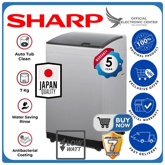 Jual SHARP MESIN CUCI ESM7000P ES-M7000P M7000P 1 TABUNG 7KG AUTO TUB CLEAN SUPER LOW WATT TOP ...
