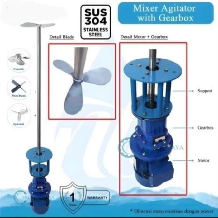 Jual AGITATOR MIXER KIMIA 1.1KW 1.5HP 3PHASE 380v WITH GEAR BOX 200RPM - Jakarta Barat - MITRA ...