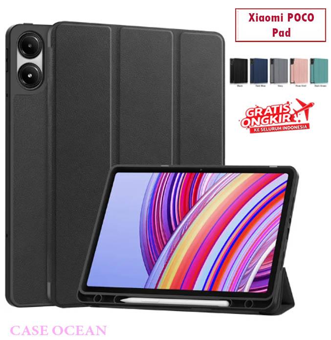 Jual Xiaomi POCO Pad 12.1 Flip Case Smart Cover Casing Leather Trifold ...
