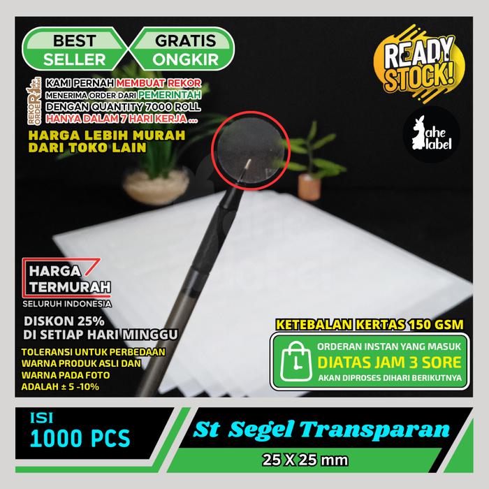 Jual STIKER SEGEL TRANSPARAN 25 MM SEGEL BULAT TRANSPARAN 25 MM ISI ...
