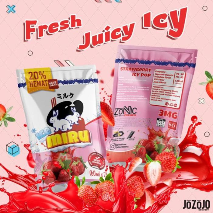 Jual Miru Strawberry Icy Pop 120ML / 2x60ML by Jozojo - Liquid Ice Miru ...