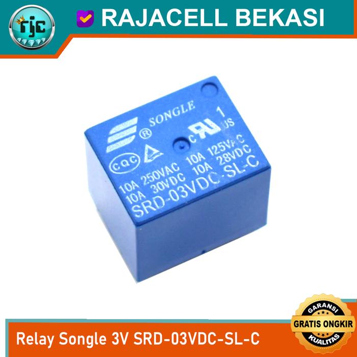 Jual Relay Songle 3V 3,3V 10A SRD-03VDC-SL-C Coil 3V untuk project ESP8266 ESP32 STM32 - Kota ...
