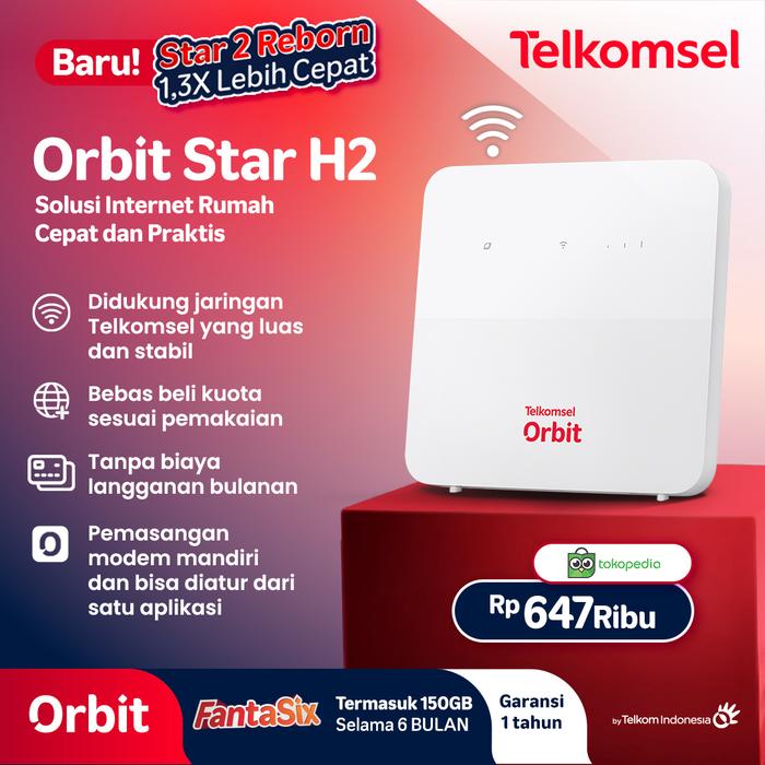 Jual MODEM WIFI TELKOMSEL ORBIT STAR H2 HUAWEI B320 FREE 150GB 6 BULAN ...