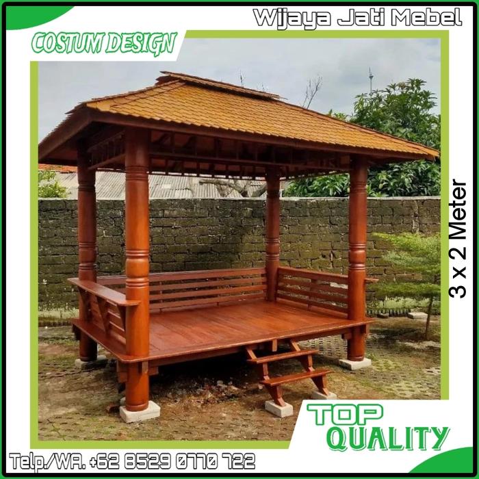 Jual Gazebo Tiang Motif Ukuran 300 x 200 cm | Saung Taman Kayu Kelapa ...