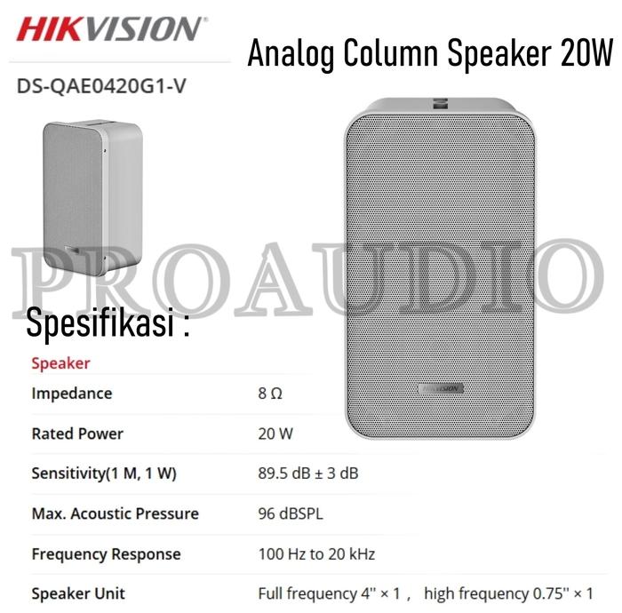Jual SPEAKER COLUMN HIKVISION DS-QAE0420G1-V ANALOG COLUMN SPEAKER 20W 96DBSL 100HZ - 20KHZ IP66 ...