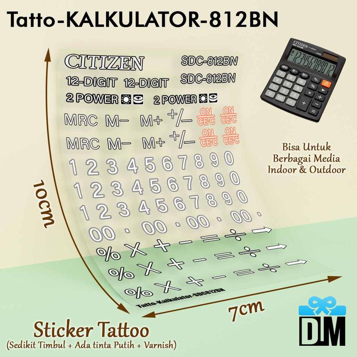 Jual Sticker UV Stiker Tato Tattoo Tombol Kalkulator Citizen Nomer ...