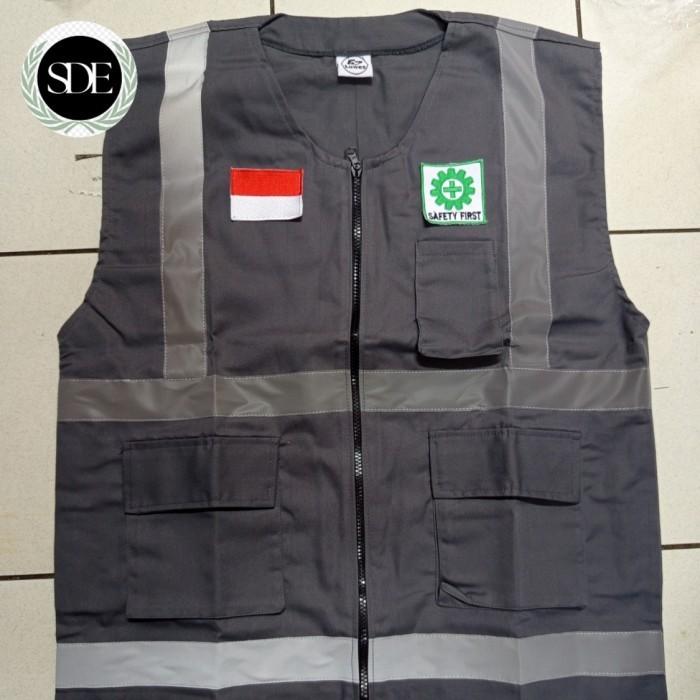 Jual Rompi Safety / Rompi Proyek BAhan Drill + Logo Warna Abu-abu ...
