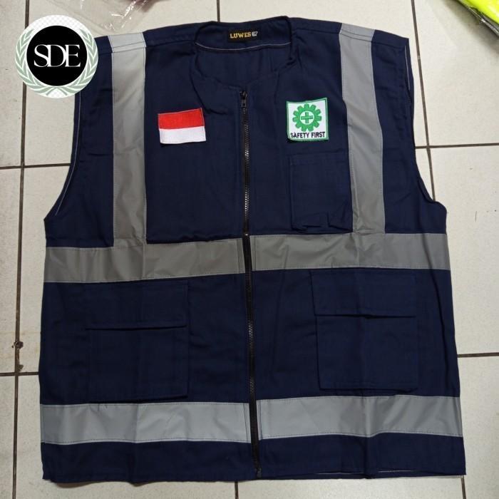 Jual Rompi Safety / Rompi Proyek BAhan Drill + Logo Warna Biru navy ...