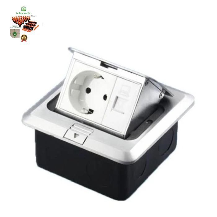 Jual Floor Socket Lantai - Stop Kontak Tanam Listrik EU + LAN RJ45 ...