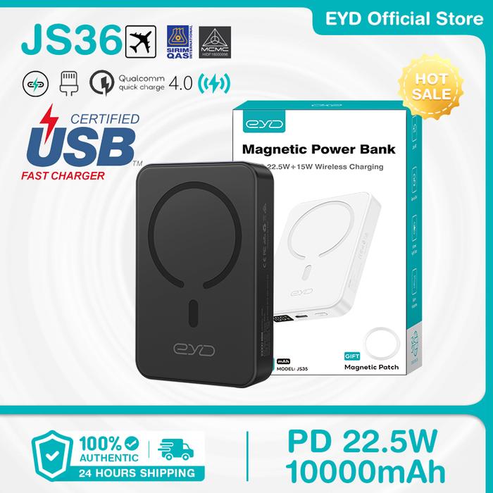 Jual EYD JS36 Wireless Powerbank 10000 mAh PD 22.5W Magnetic Fast ...